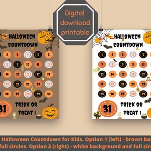 Printable Halloween Monster Countdown Calendar for Kids,halloween ...