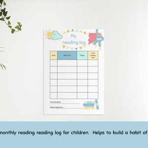 Reading Log, Book Tracker for Kids/ Children, Reading Log for Boys ...