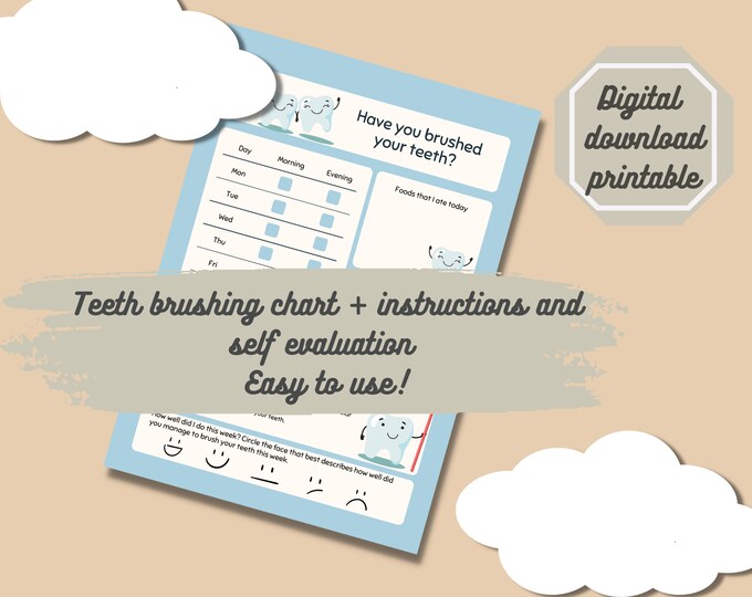 Teeth Brushing Chart / DIGITAL / I Brushed My Teeth / Kids Brushing ...