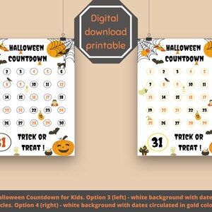 Printable Halloween Monster Countdown Calendar for Kids,halloween ...