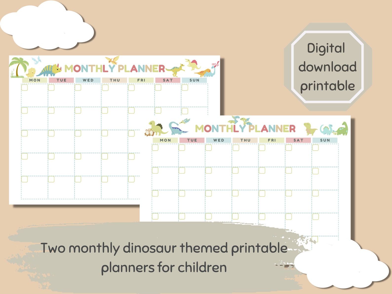 Dinosaur Monthly Planner, Boy or Girl Daily Planner, Homeschool Planner ...