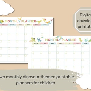 Dinosaur Monthly Planner, Boy or Girl Daily Planner, Homeschool Planner ...
