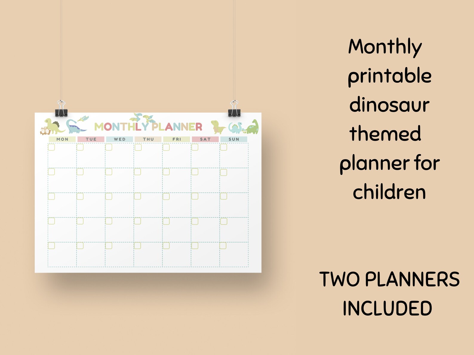 Dinosaur Monthly Planner, Boy or Girl Daily Planner, Homeschool Planner ...