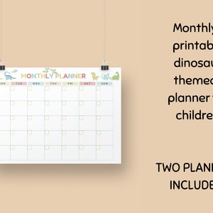 Dinosaur Monthly Planner, Boy or Girl Daily Planner, Homeschool Planner ...