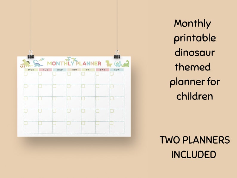 Dinosaur Monthly Planner, Boy or Girl Daily Planner, Homeschool Planner ...