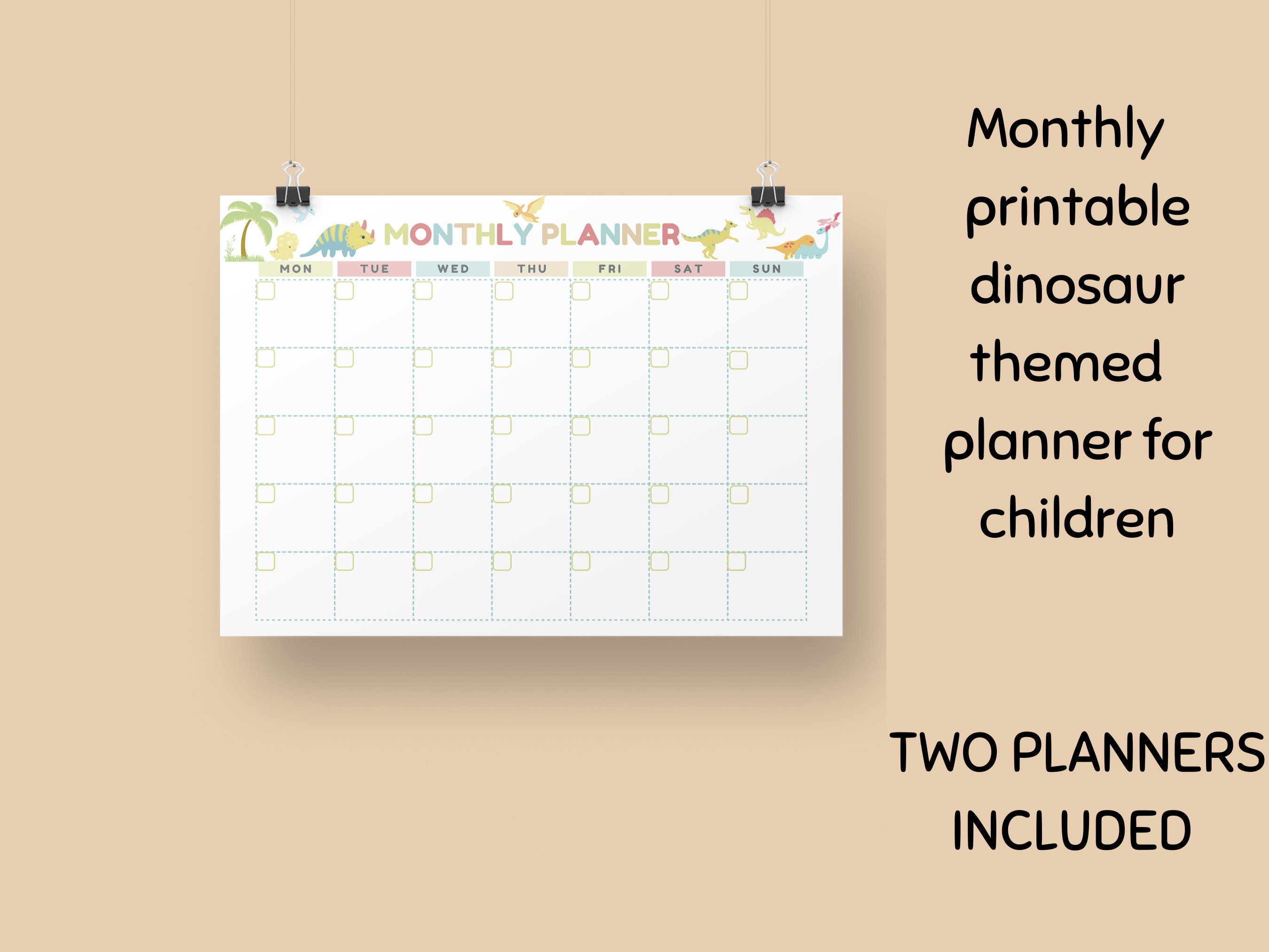 Dinosaur Monthly Planner, Boy or Girl Daily Planner, Homeschool Planner ...