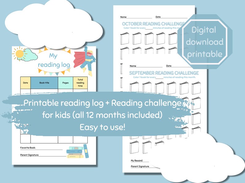 Reading Log, Book Tracker for Kids/ Children, Reading Log for Boys ...