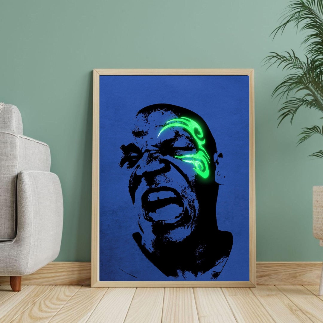 Mike Tyson Wall Art, Neon Boxing Poster, Street Art Graffiti, Stencil ...