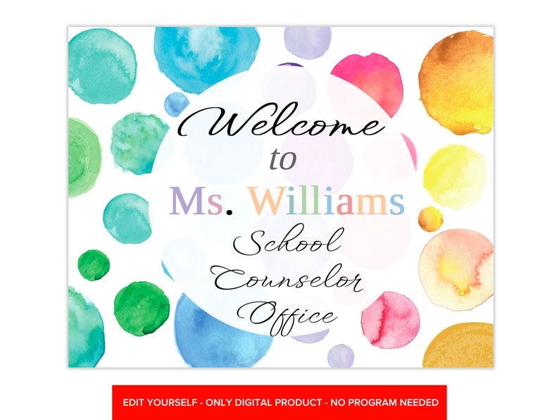 School Counselor Office Decor Printable, Name Door Sign Print ...
