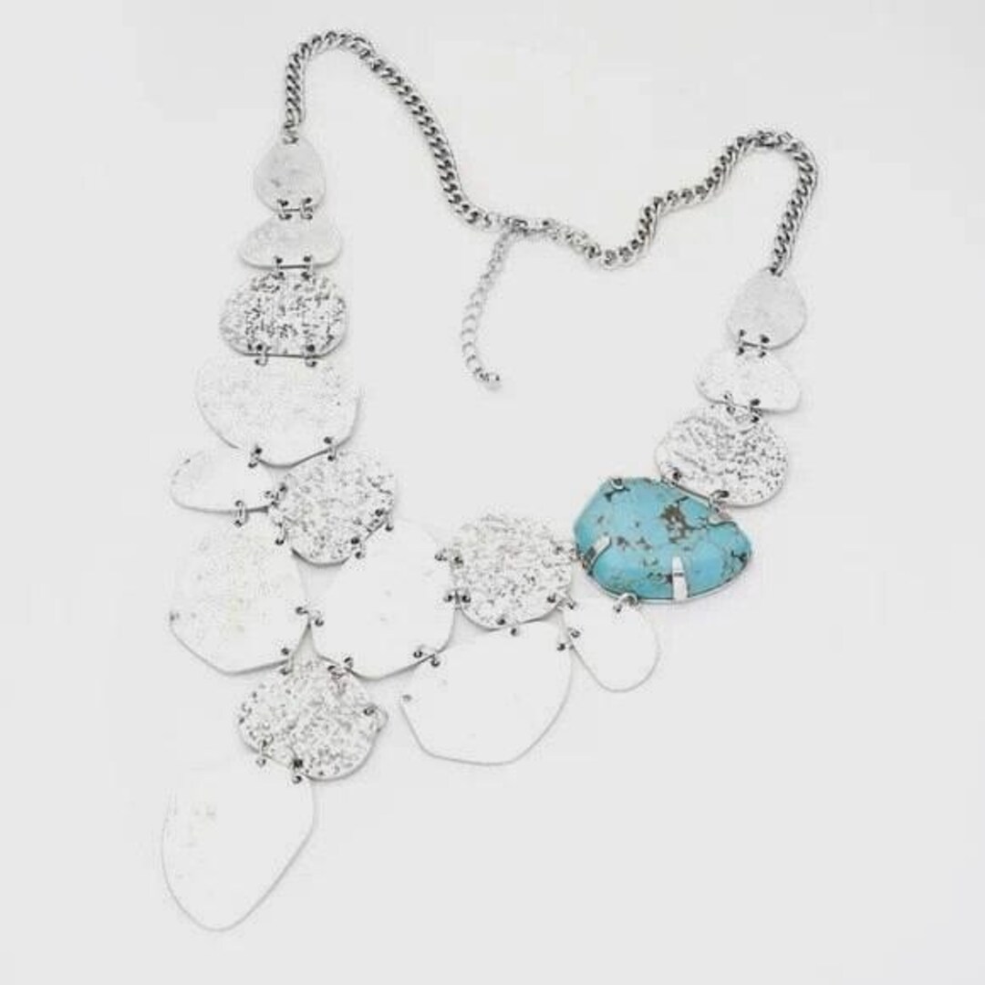 Bohemian Abstract Silver Metal Statement Necklace Set | Western ...