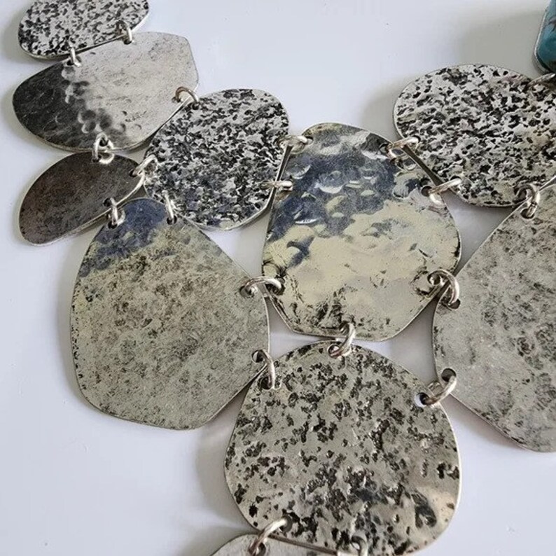 Bohemian Abstract Silver Metal Statement Necklace Set | Western ...