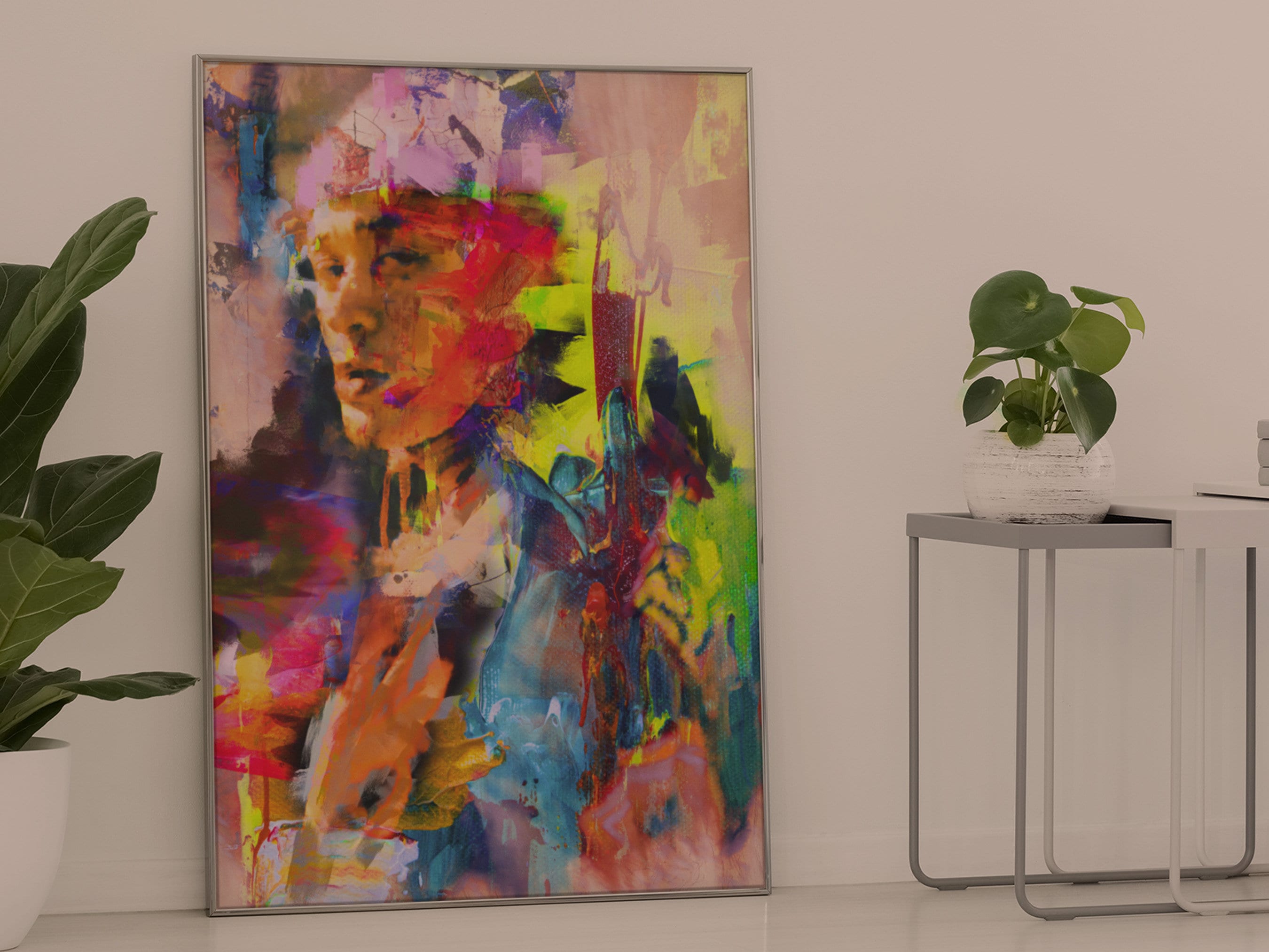 Modern Art Portrait Male Portrait Art Print Red and Yellow Art Oil ...