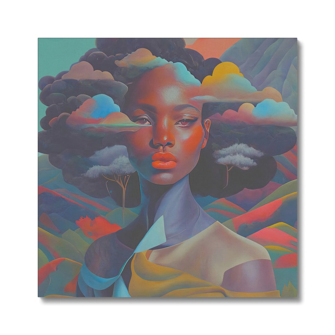 Surreal Black Art Portrait | Black Woman | Black Love | Surreal Clouds ...