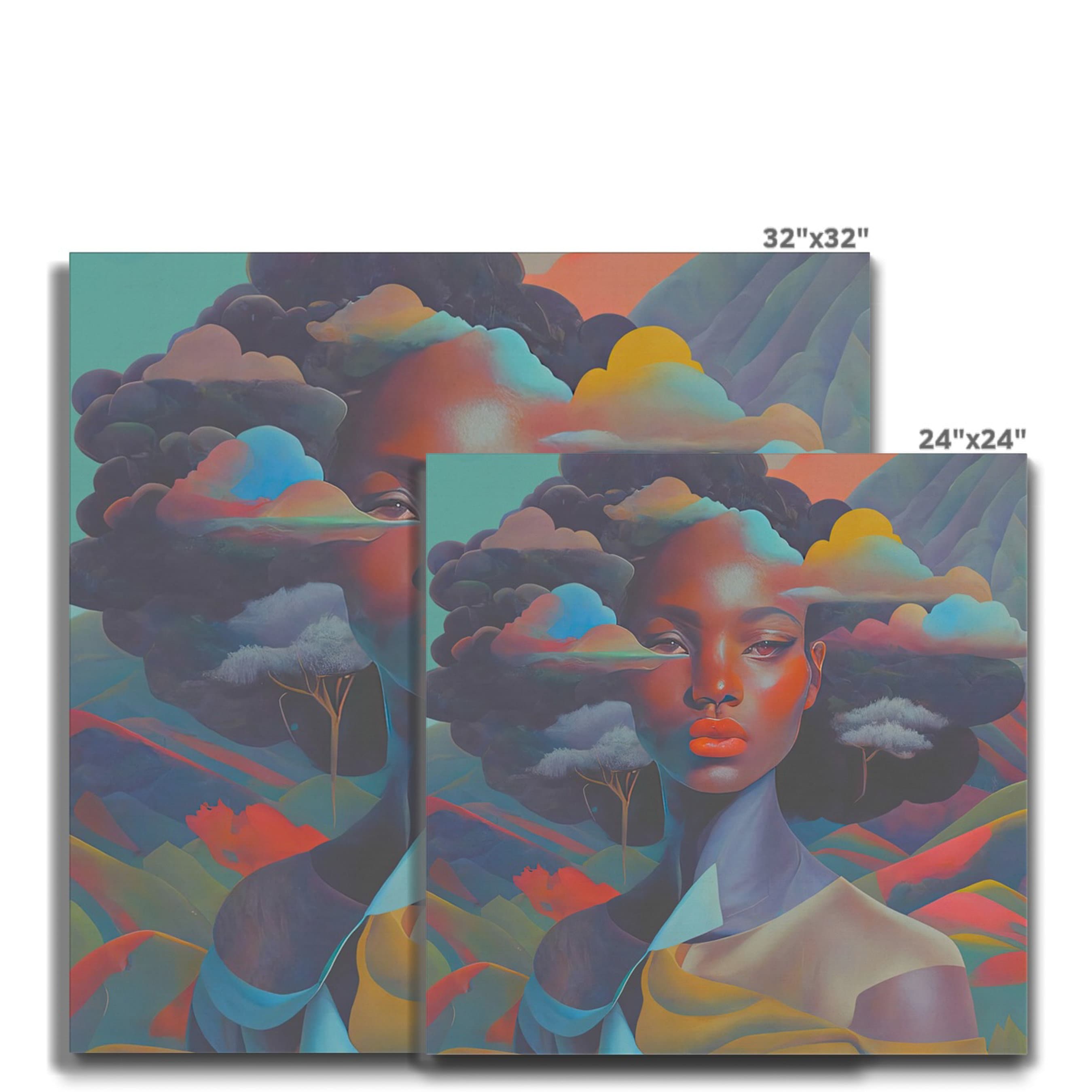 Surreal Black Art Portrait | Black Woman | Black Love | Surreal Clouds ...