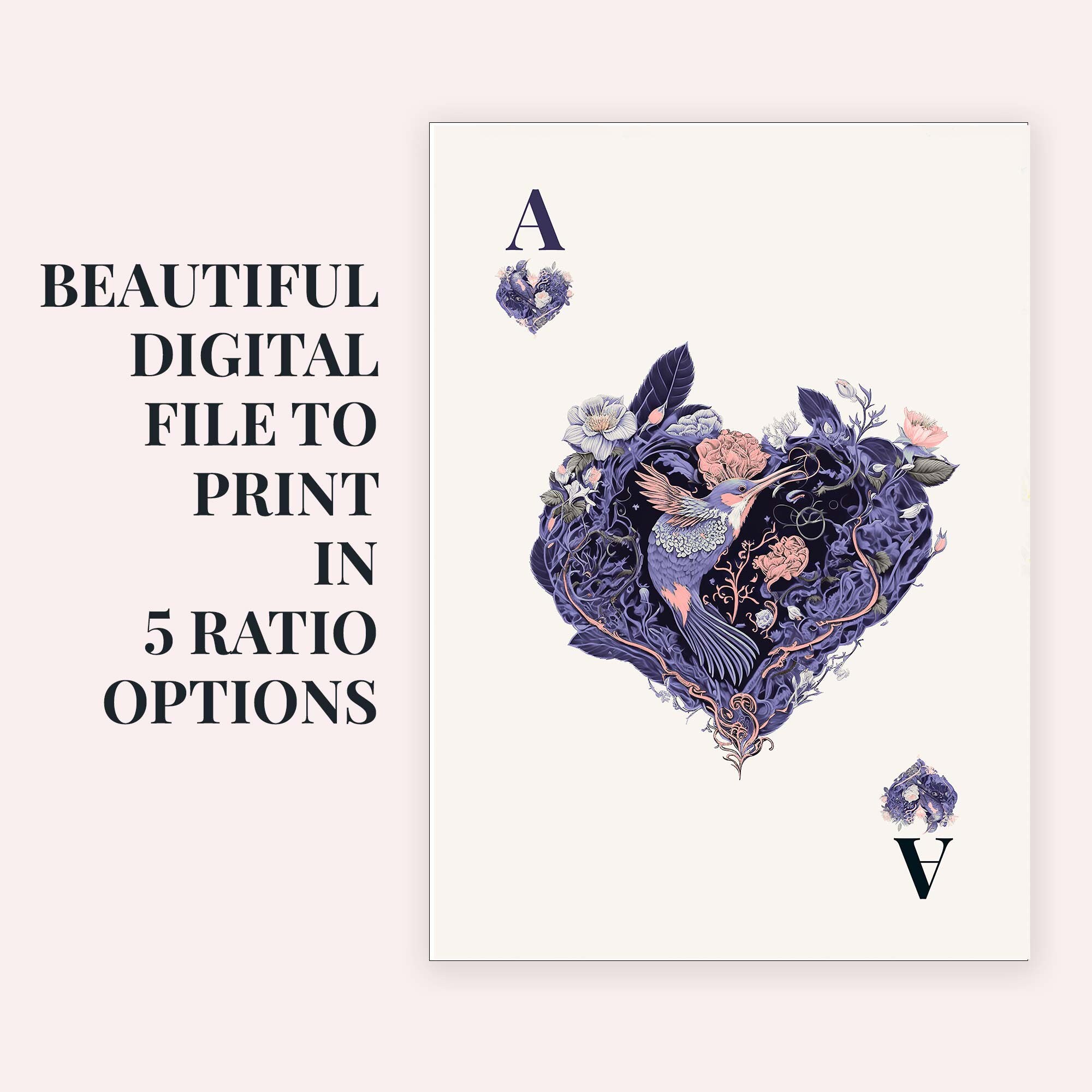 Ace of Hearts Playing Card Printable Wall Art DIGITAL DOWNLOAD Wall Art ...