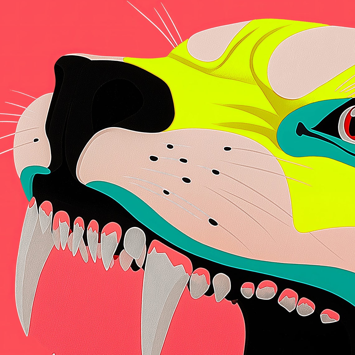 Wild Cat Art Print | Sabre Tooth | Unique Gift for Animal Lovers ...