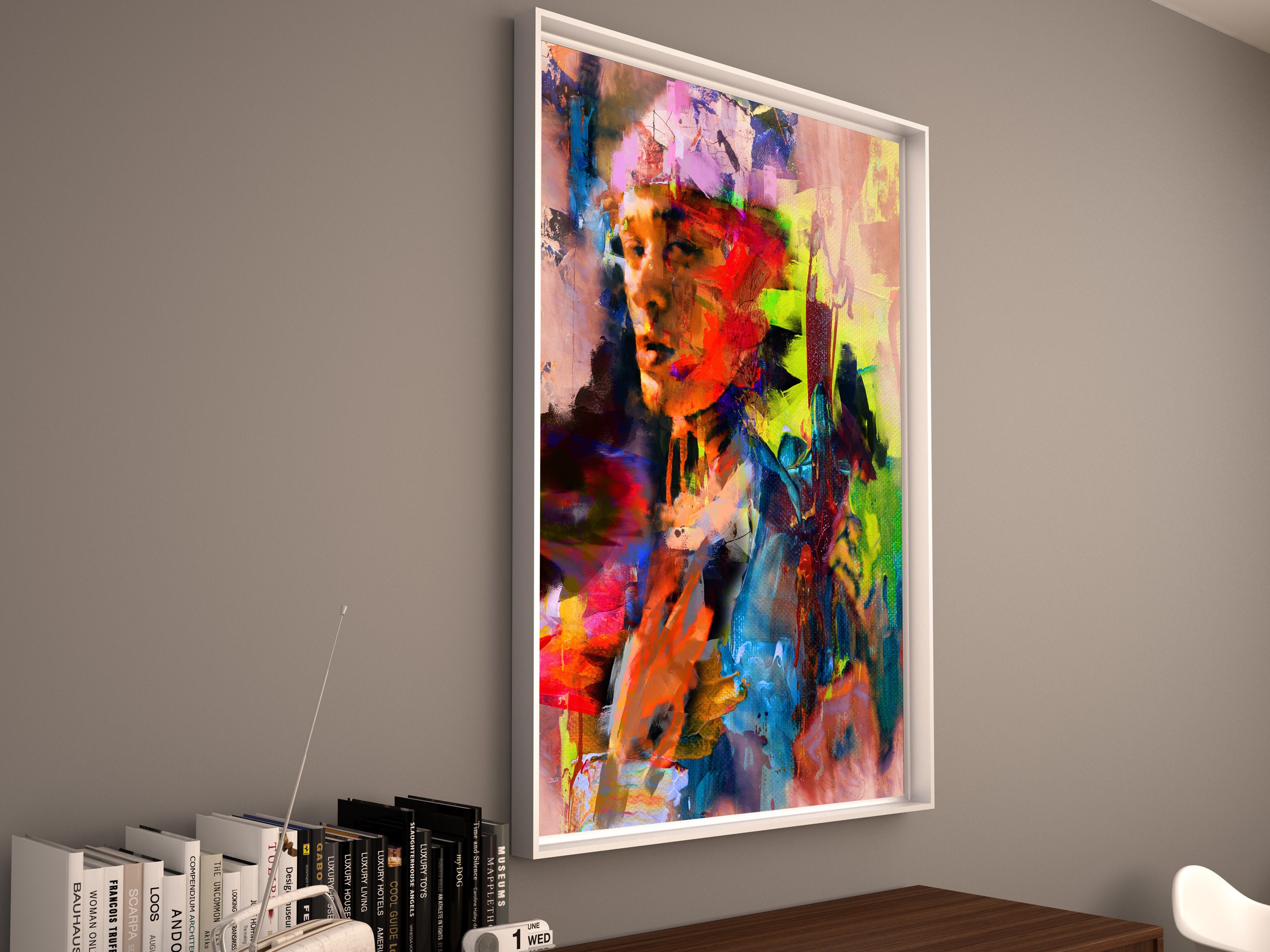 Modern Art Portrait Male Portrait Art Print Red and Yellow Art Oil ...