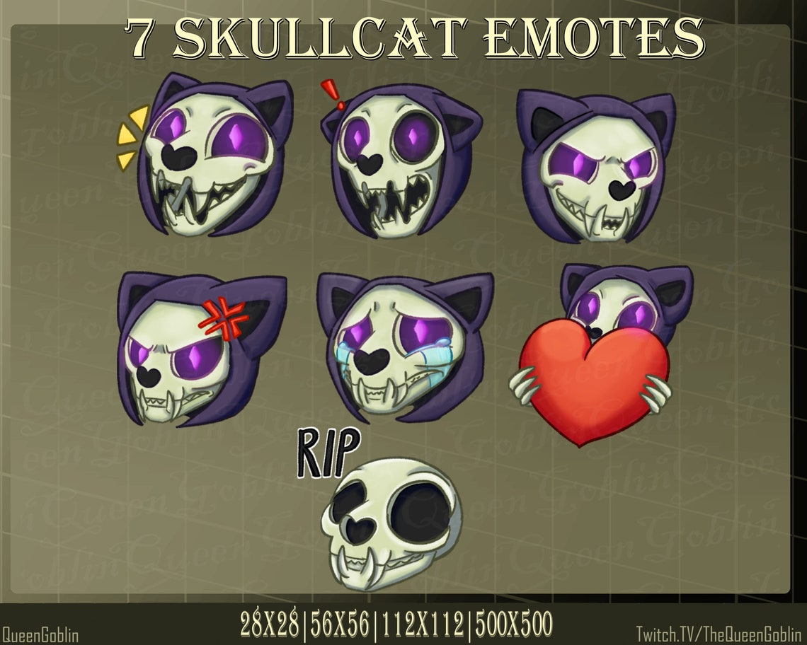 Cat Skull Emote Pack | Twitch, Youtube, Discord (digital Download) - Etsy