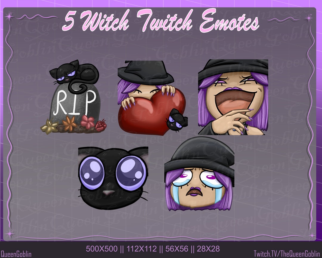 5 Cute Witch Emotes || Cry, Love, Cat, Rip, Laugh || Youtube, Discord ...