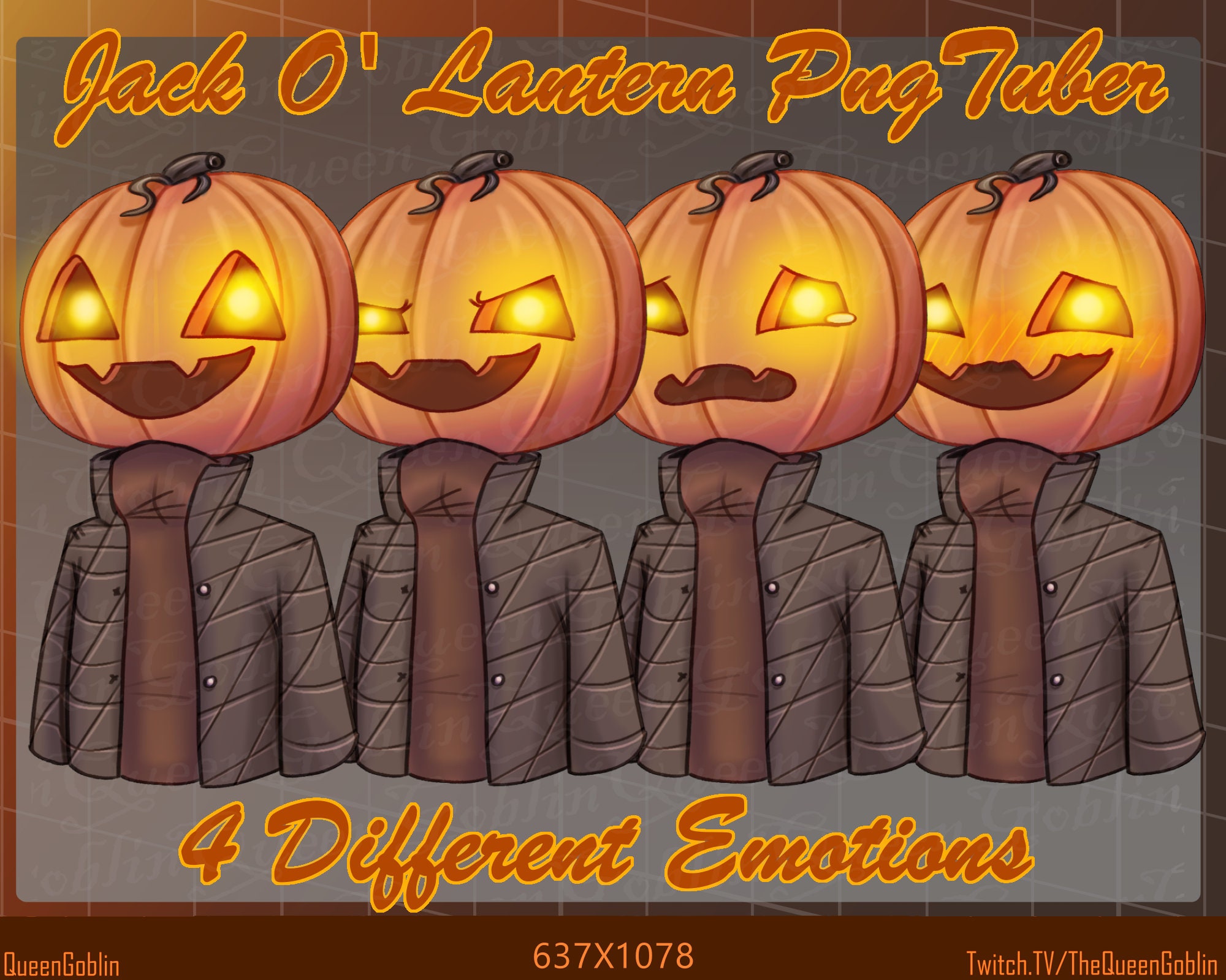 Jack O' Lantern Pngtuber|| 4 Emotions , Pumpkin , Halloween , October ...