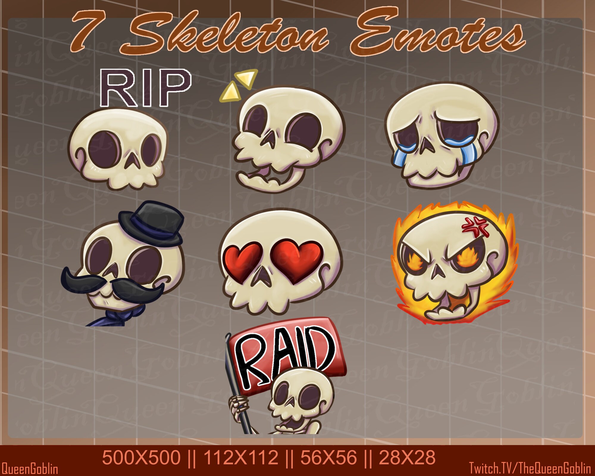 7 Cute Spooky Skeleton Skull Emote Pack || Twitch , Youtube , Discord ...