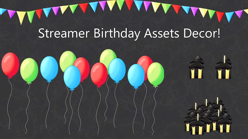 Birthday Streamer Assets | Twitch , Youtube , Decor , NOT ANIMATED - Etsy