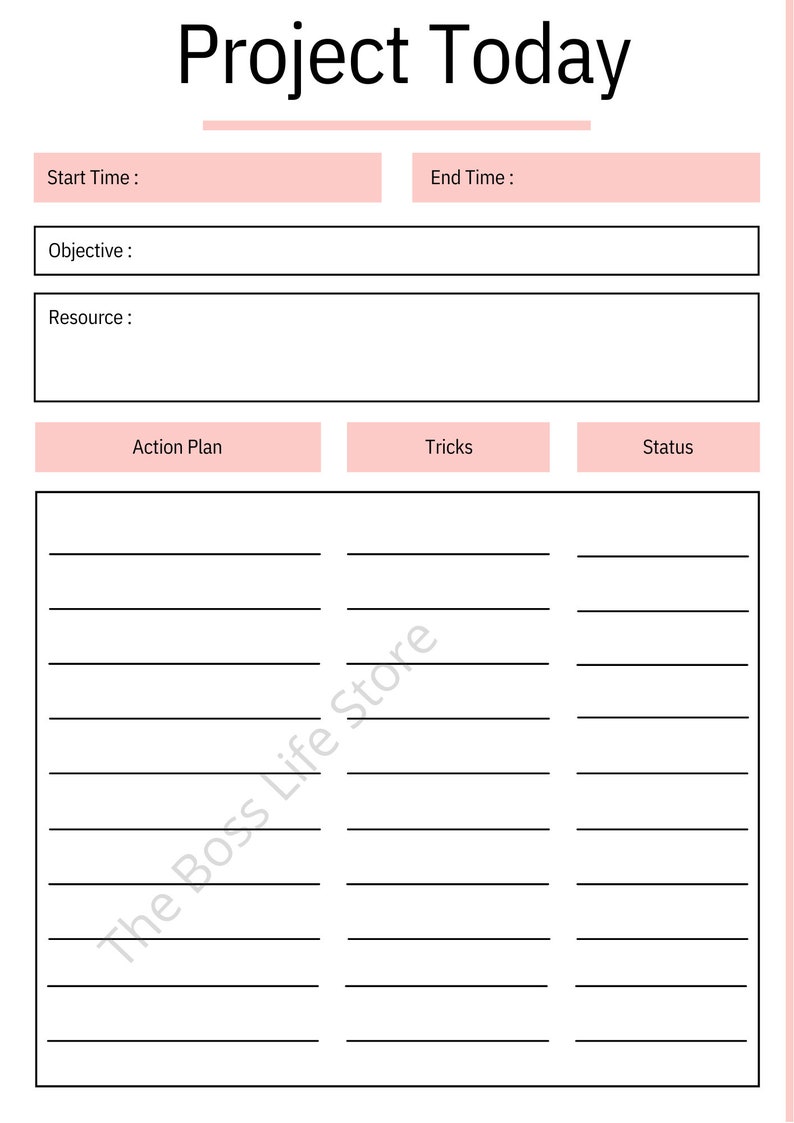 Project Planner PDF Printable, Undated Productivity Planner, Project ...