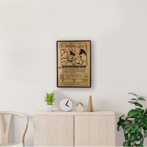 Laser Engraved Charizard Pokémon Card Wall Art - Unique Wooden Hanging ...
