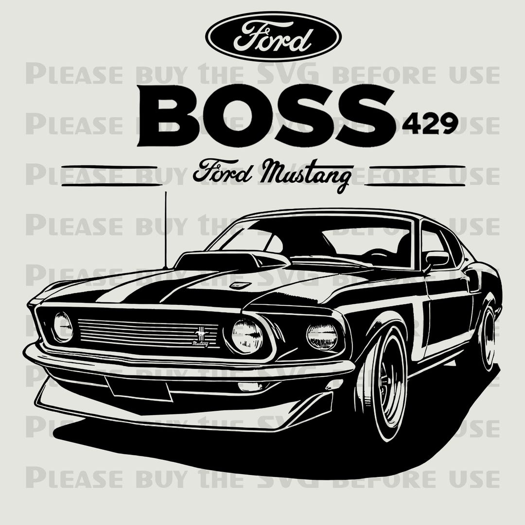 Ford Mustang Boss 429 SVG Digital File – Instant Download Car Clipart ...