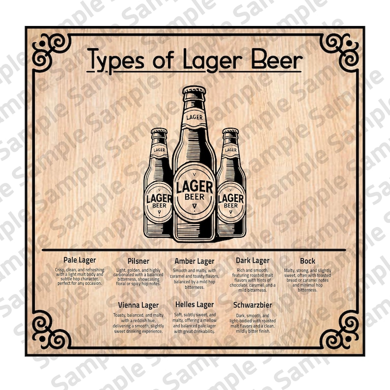 Types of Lager Beer Chart SVG Perfect for Laser Engraving and DIY ...