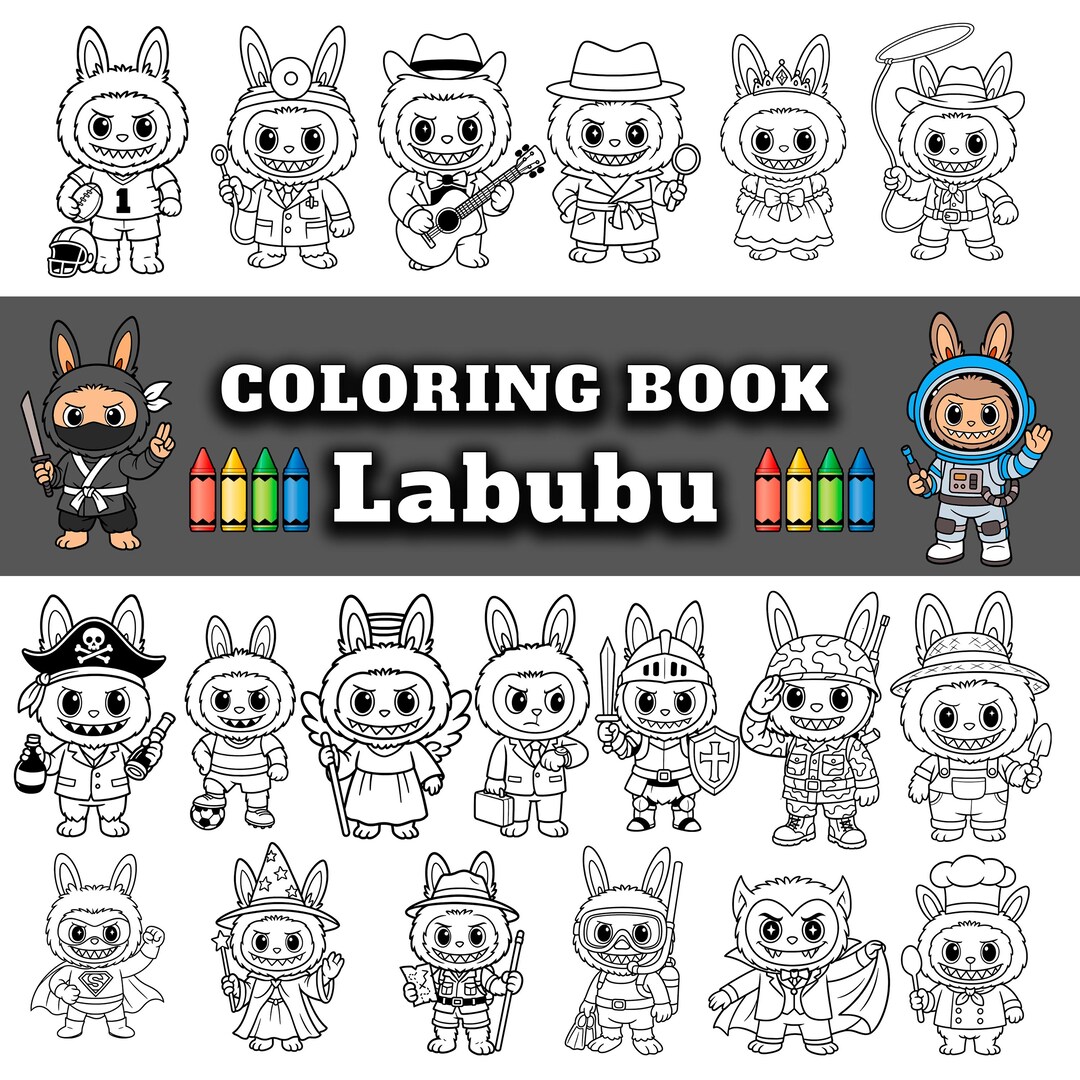 Labubu Coloring Book - Ready to Print - 20+ Labubu - Including SVG and ...