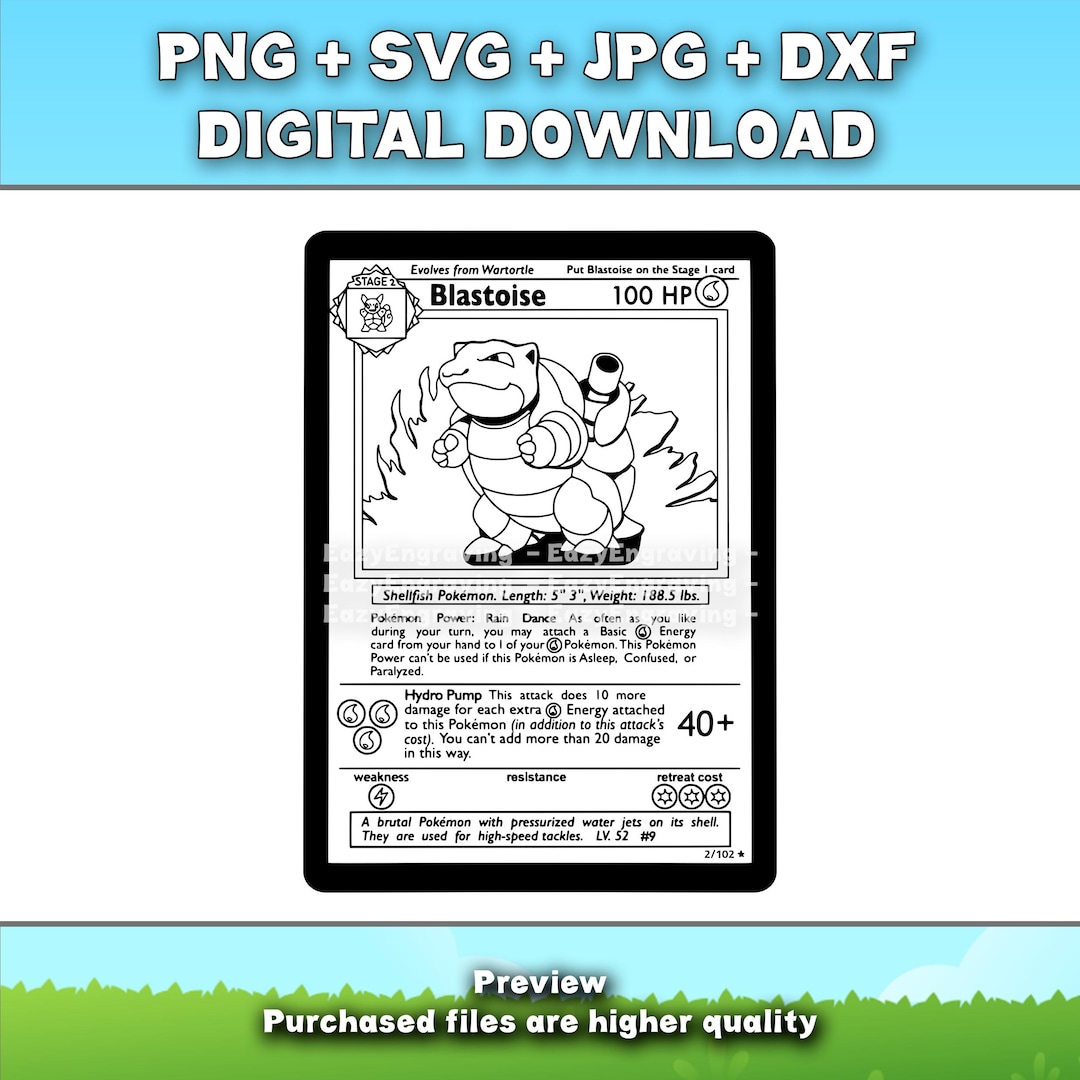 Blastoise SVG - Pokemon - Png, Dxf, Vector, Clipart - Great for DIY ...