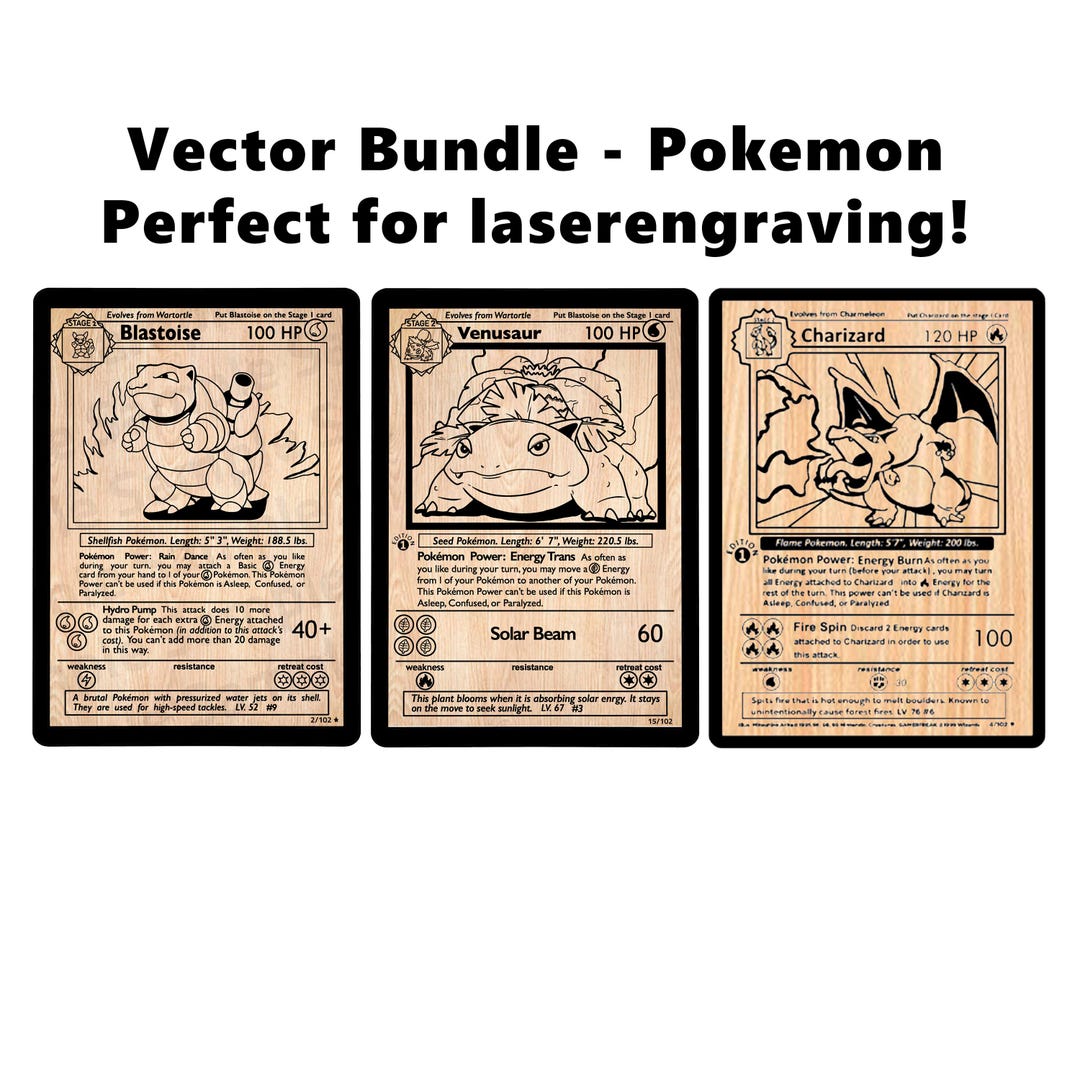 Pokémon SVG Bundle - Venusaur, Blastoise & Charizard | Laser Engraving ...