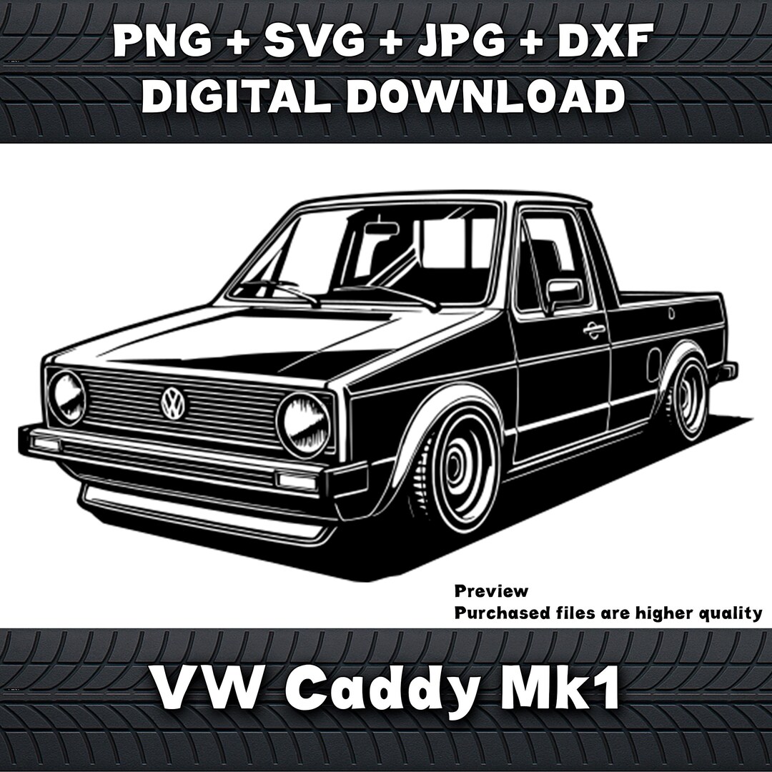 VW Caddy Mk1 SVG PNG | Classic Volkswagen Pickup Vector | Retro Car ...