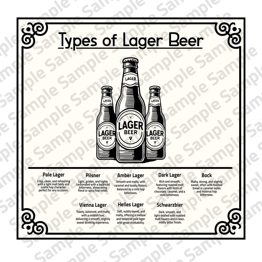 Types of Lager Beer Chart SVG Perfect for Laser Engraving and DIY ...