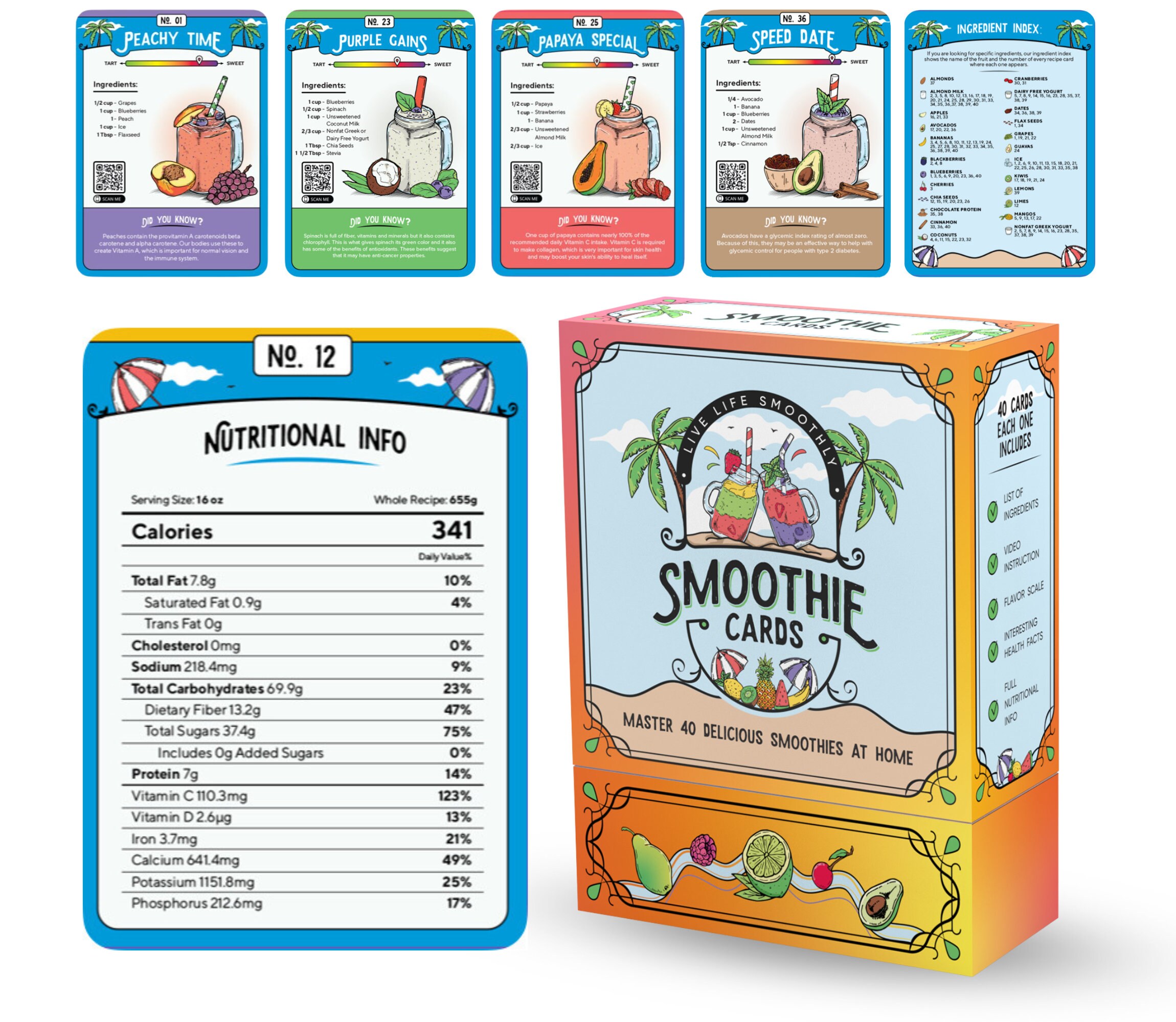 Smoothie Cards: 40 Beautifully Designed Recipe Flash Cards A Delicious ...