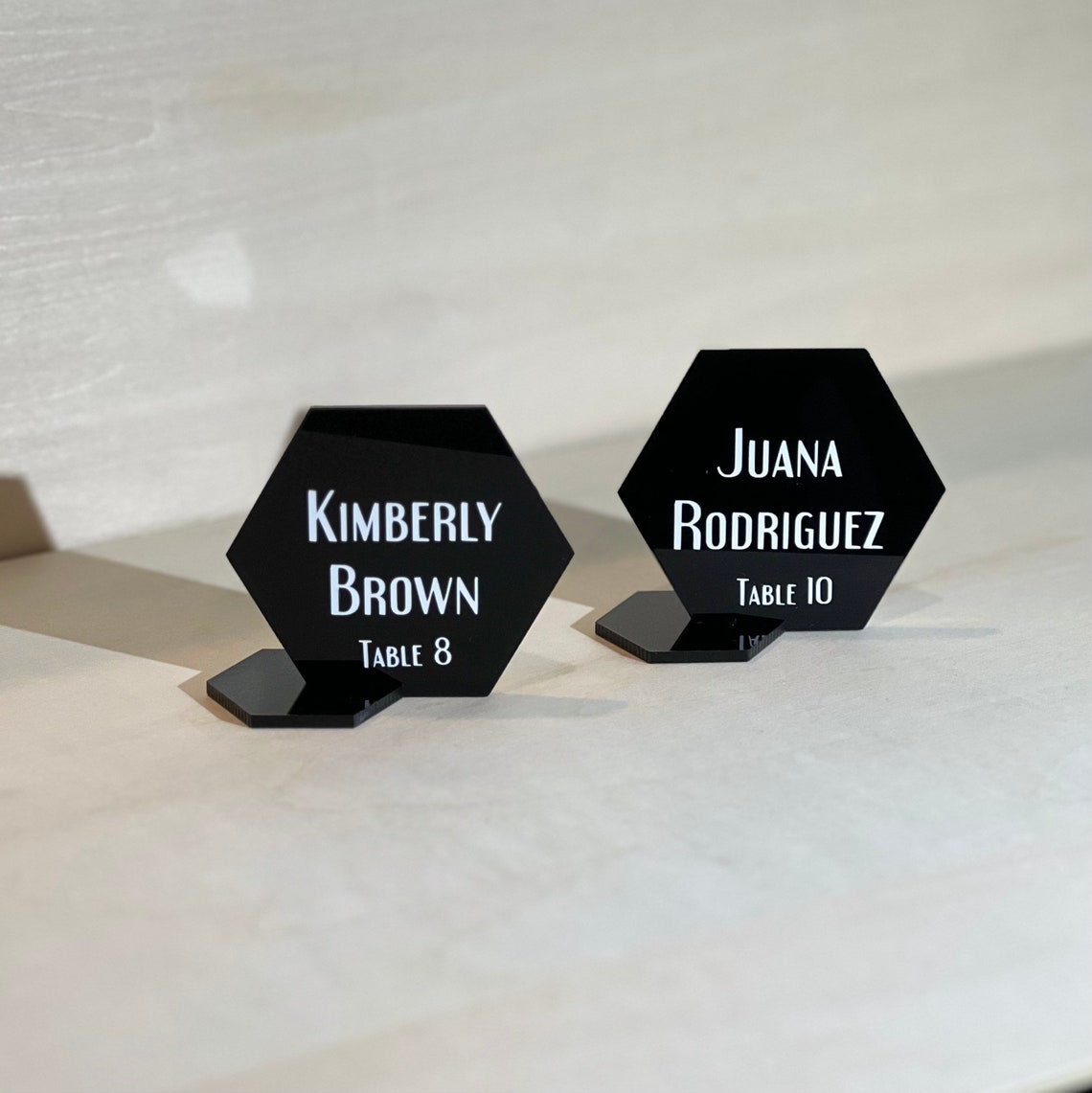 Hexagon Acrylic Place Cards Table Setting Black Acrylic Placecards ...