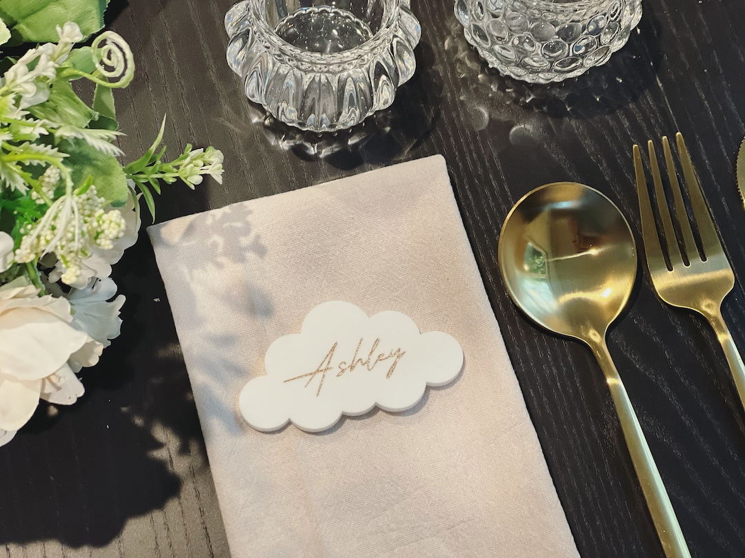 Cloud Shaped Place Cards | Acrylic Place Cards | Table Setting | White ...