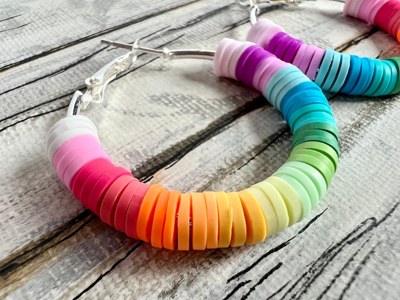 Rainbow Hoops Heishi Beads Ombre Shades - Etsy