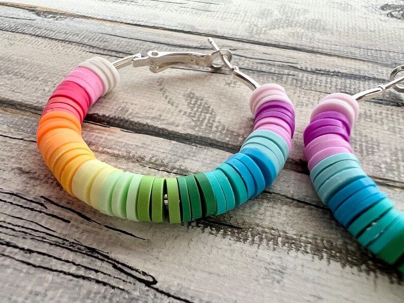 Rainbow Hoops Heishi Beads Ombre Shades - Etsy