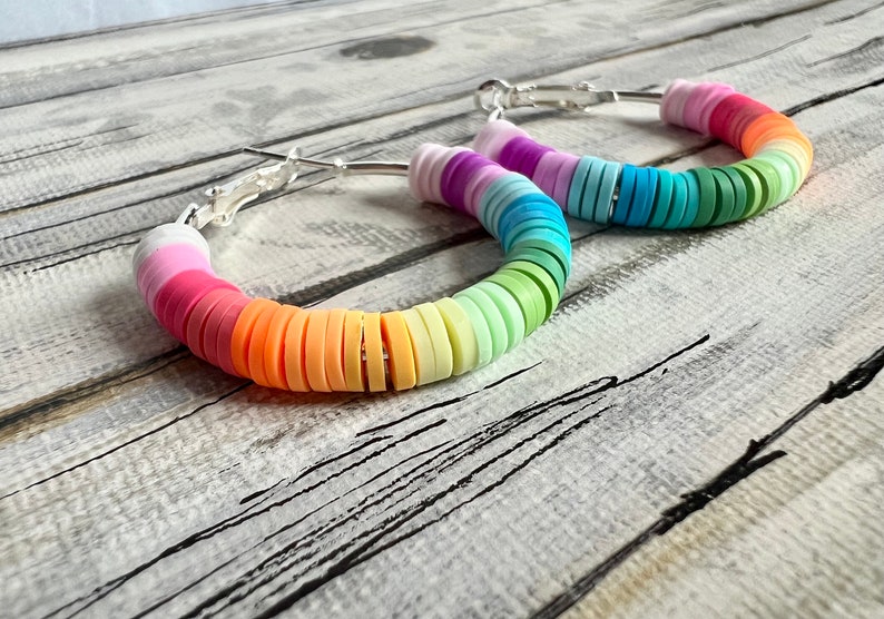 Rainbow Hoops Heishi Beads Ombre Shades - Etsy