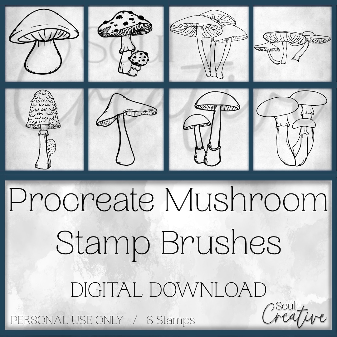 Mushroom Stamps for Procreate / Fun Fungi Stamp Brushes / Digital Art ...