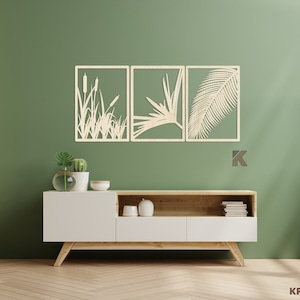 Reeds Wall Decor Reed Leaves Wood Decor Wood Wall Art Wooden Decoration ...