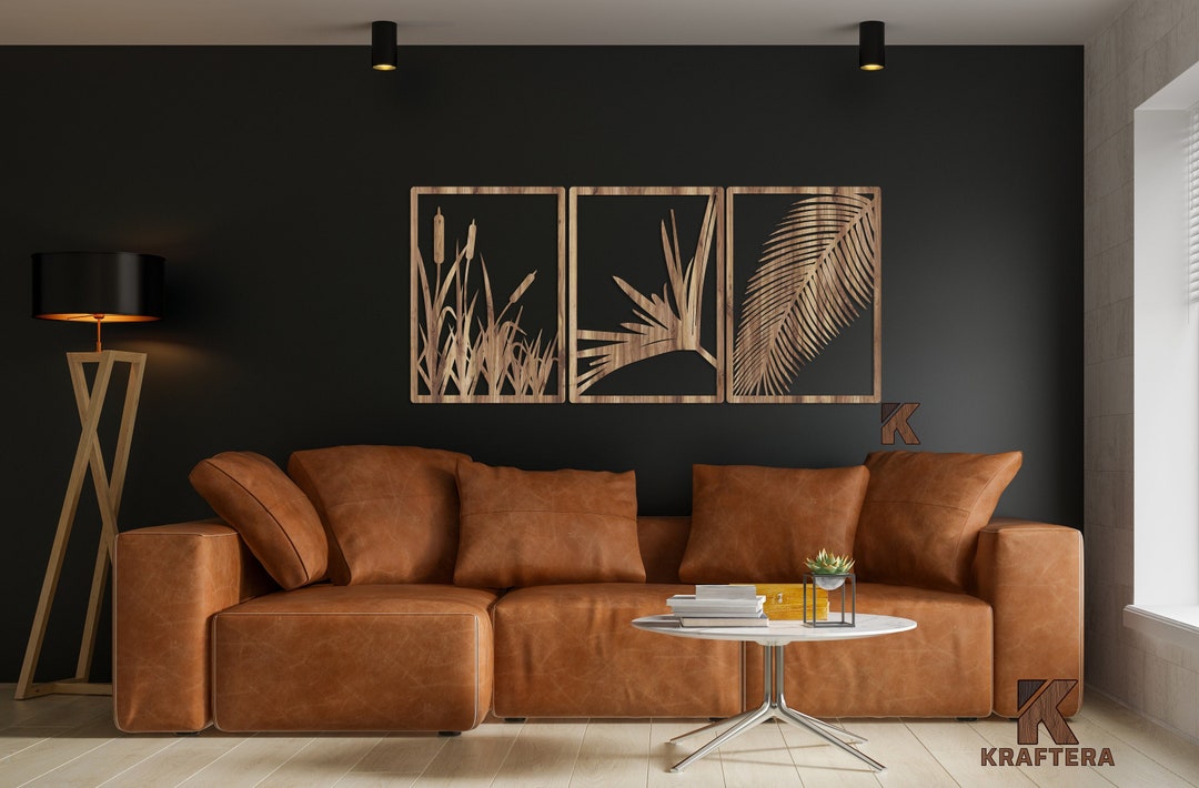 Reeds Wall Decor - Reed Leaves Wood Decor - Wood Wall Art - Wooden ...