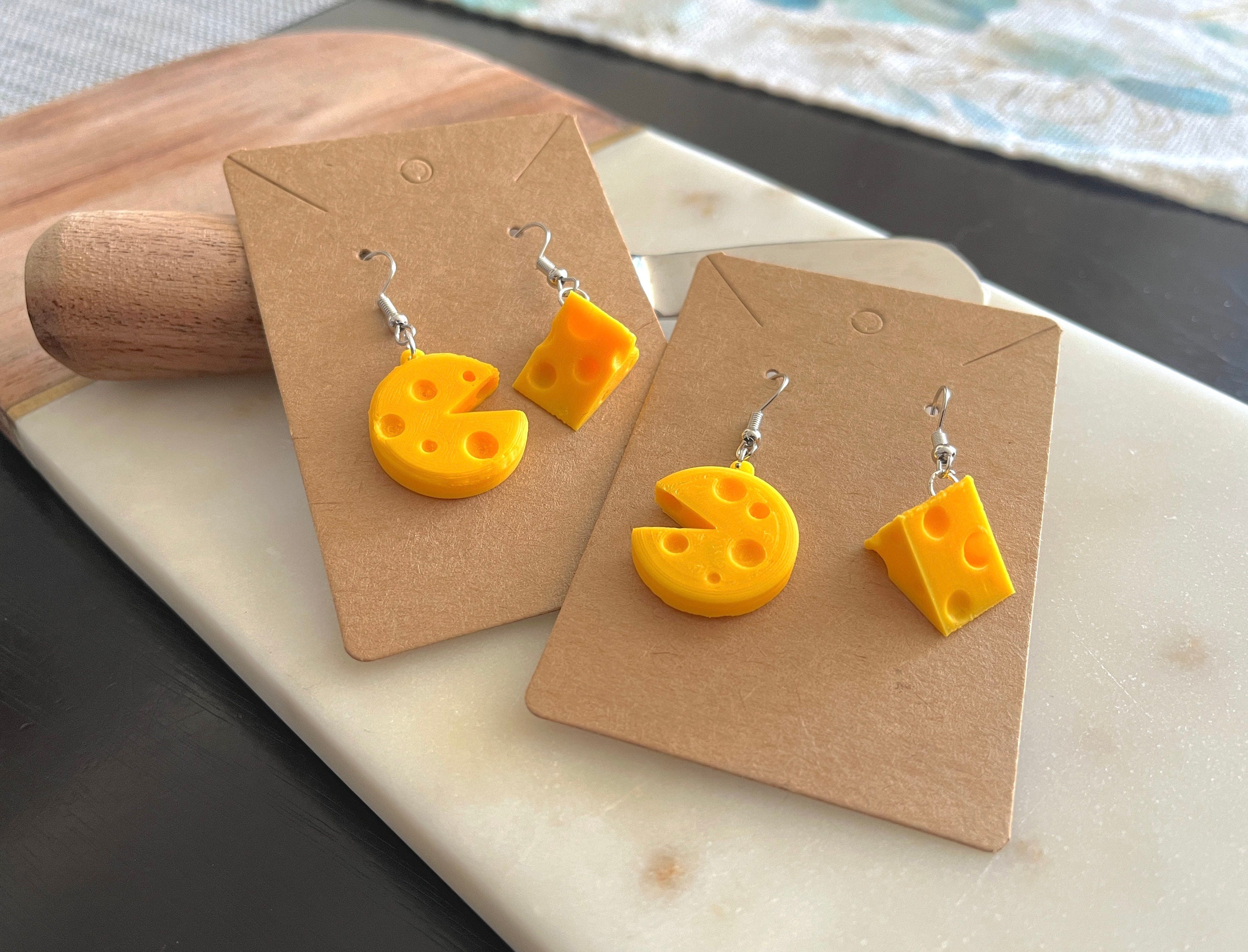 Cheese Earrings Combo Dangly Cute 3D Cheesy Realistic Food Earrings of ...