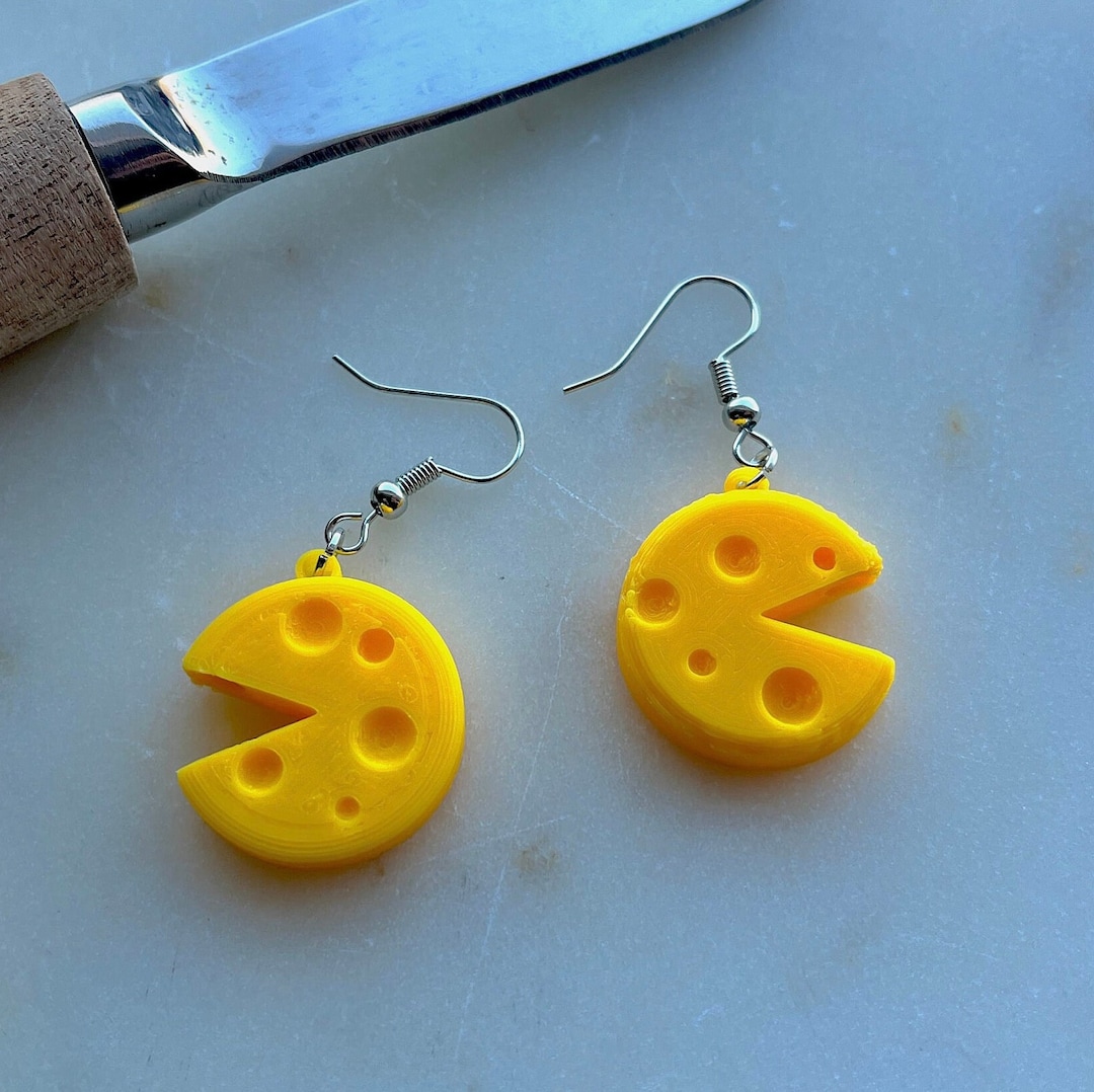 Cheese Earring - Cheese Wheel Earrings - Dangly Cute Realistic Food ...