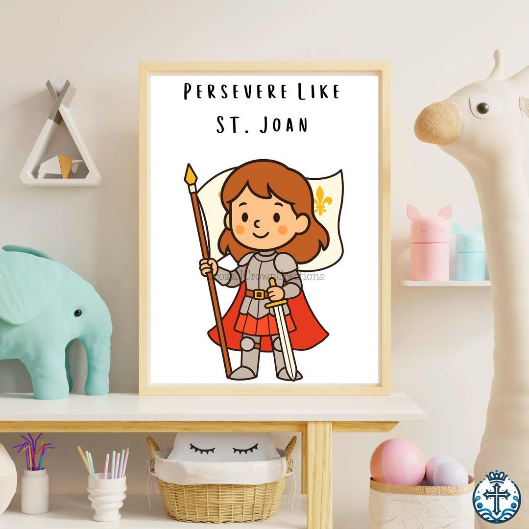 Persevere Like St. Joan Printable | Catholic Kids Saint Art | Chibi ...