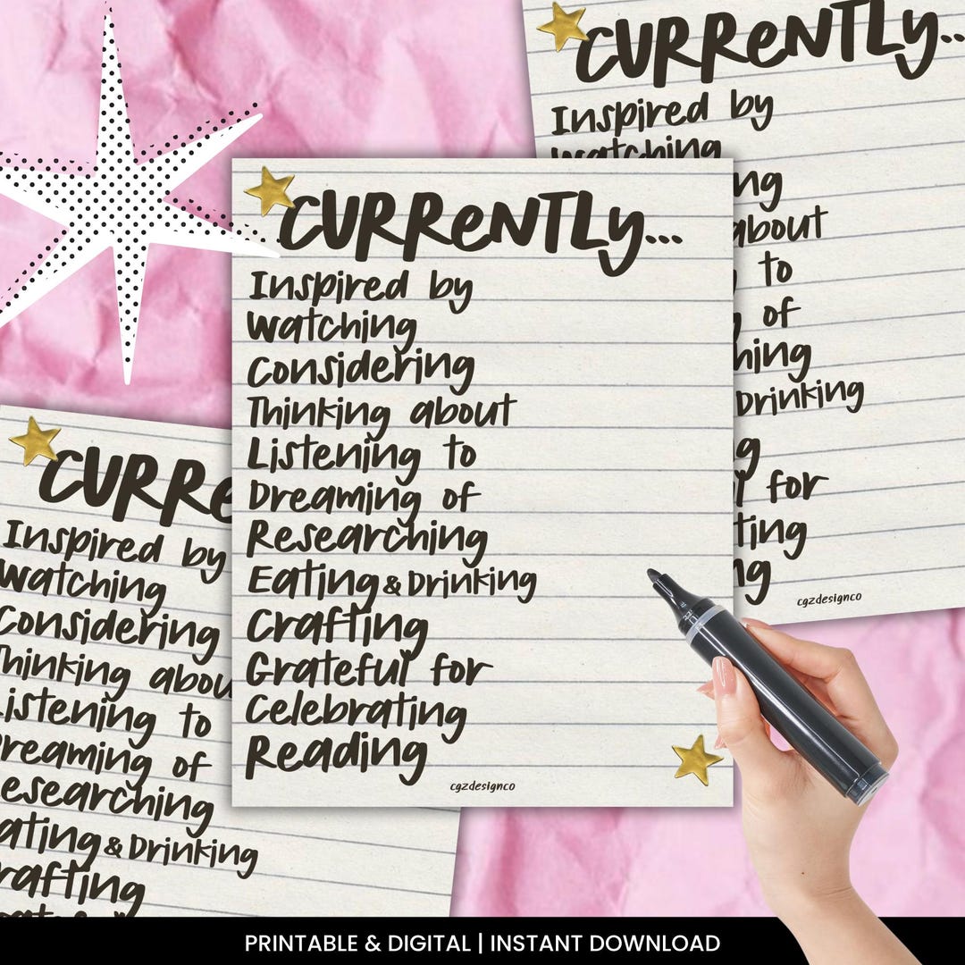 Currently Journal Page, Printable Digital Template (PDF, PNG) - Etsy