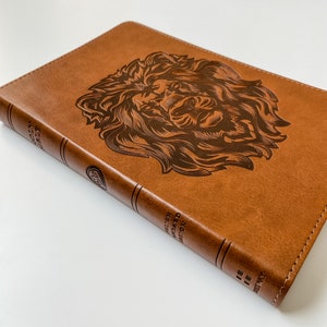 ESV Bible - PERSONALIZED - Brown Thinline Bible With Lion - Includes ...