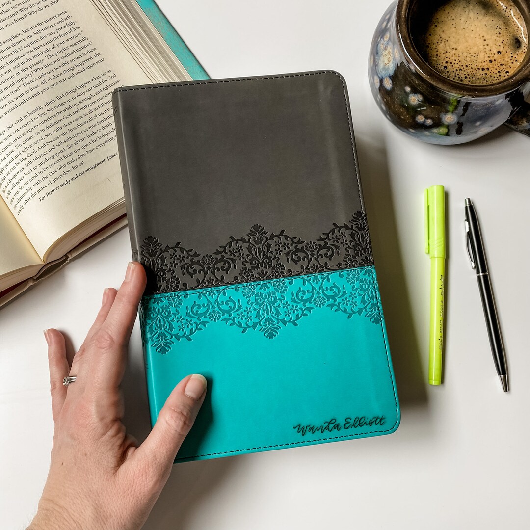 NIV Study Bible PERSONALIZED Teal and Gray Life Application Study Bible ...